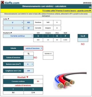Calcolo delle Sezioni dei Cavi Elettrici - www.itieffe.com