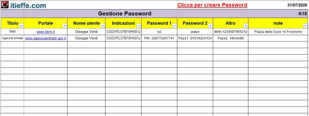 Gestione Password e PIN - www.itieffe.com